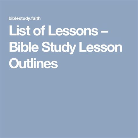 Image result for Bible Study Lessons Outlines