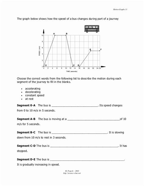 Image result for Motion Graphs Worksheet Answers