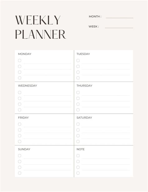 Image result for Free Printable Weekly Schedule Planner