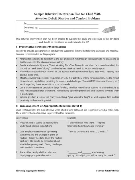 Image result for Sample Behavior Plan