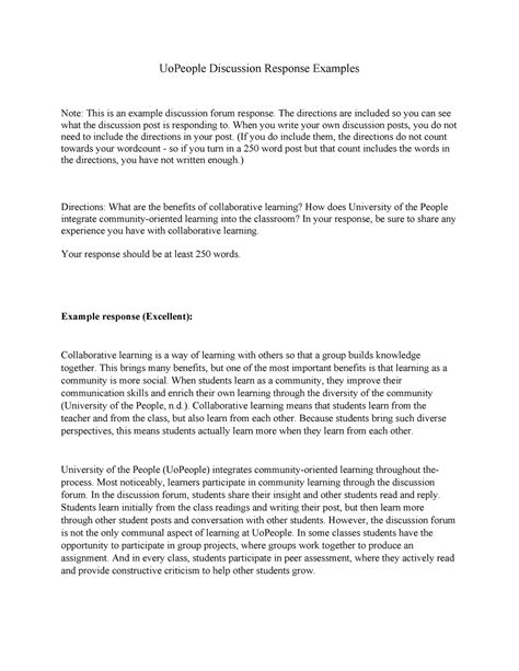 Image result for Discussion Response Examples