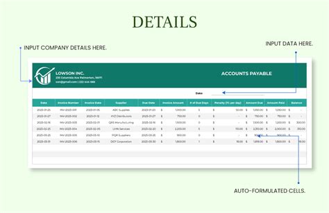 Image result for Account Payable Worksheet