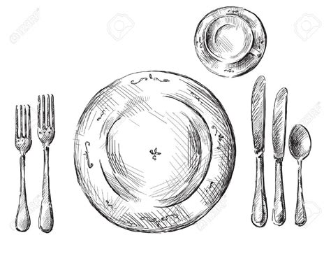 Image result for Drawing of a Basic Table Setting