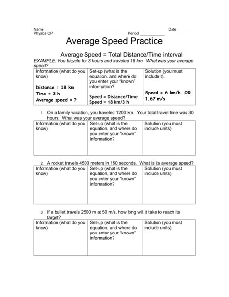 Image result for Average Speed Practice Problems