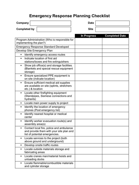 Image result for Emergency Response Checklist