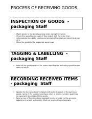 Image result for Process Map for Receiving Goods