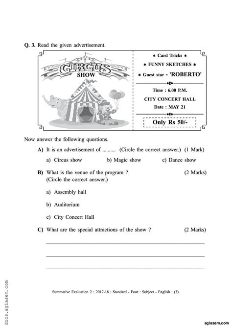 Image result for Class 4th English Sample Paper