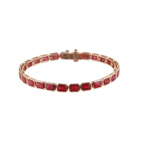 Bezel Set Emerald Cut Ruby Bracelet | John Najarian