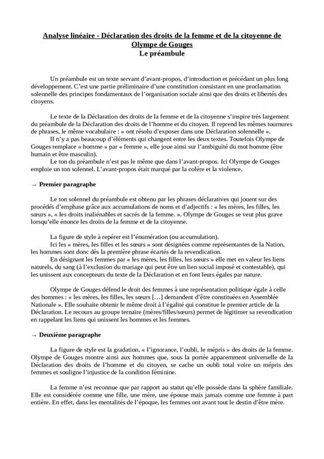 Image result for Explication Lineaire Olympe De Gouges