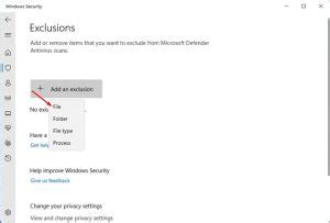 Image result for Add or Remove Exclusions Windows 11
