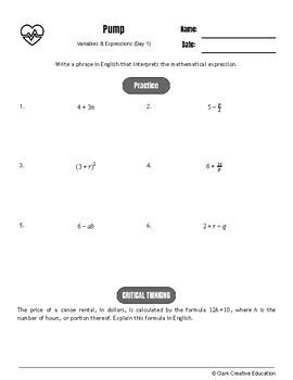 Image result for Lesson 3 Homework Practice Variables and Expressions Chapter