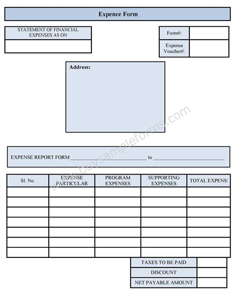 Image result for Sample Expense Form