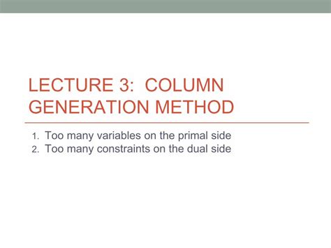 Image result for Column Generation Example
