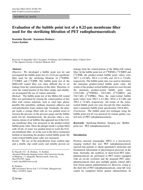 Image result for Bubble Point Filter Testing Wetted Membrane
