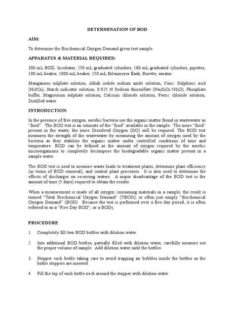 Image result for Bod Test Procedure