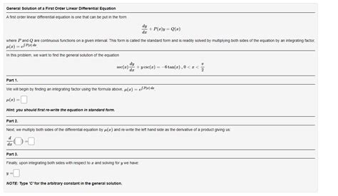 Image result for First Order Differential Equation Solution