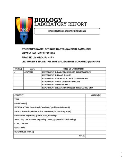 Image result for Lab Report Sample