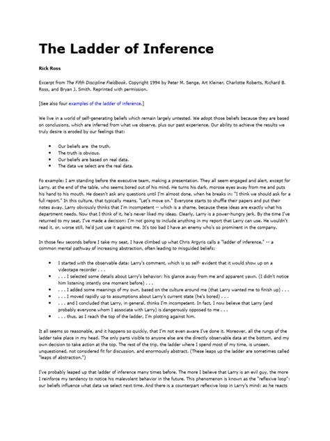 Image result for Ladder of Inference Example Stories