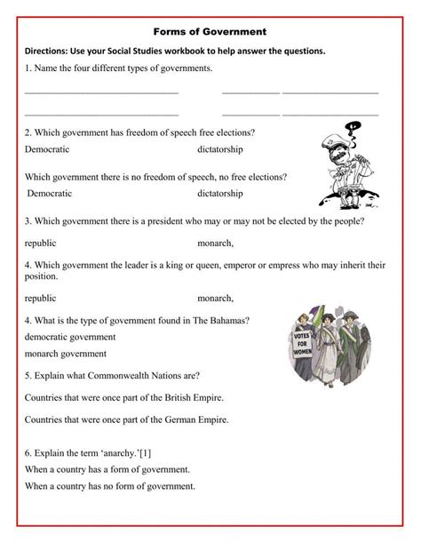 Image result for Types of Government Systems Worksheet