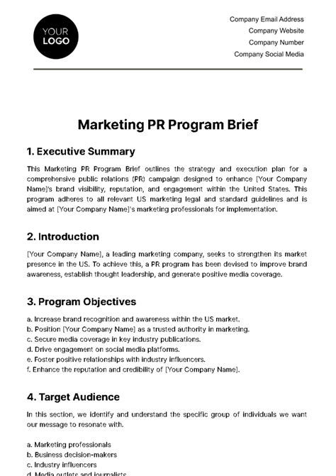 Image result for Program Brief Template