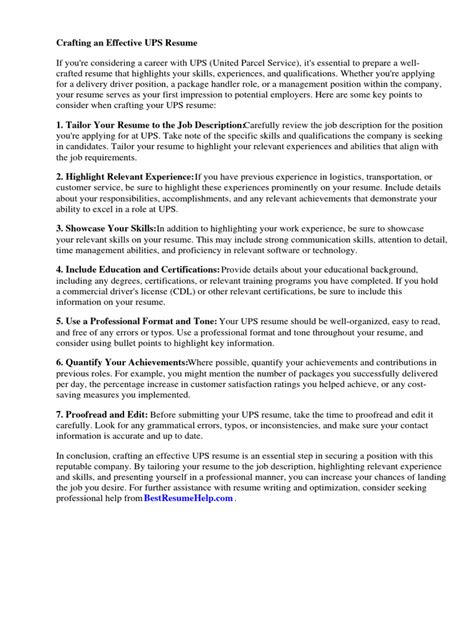 Image result for UPS Driver Resume Examples