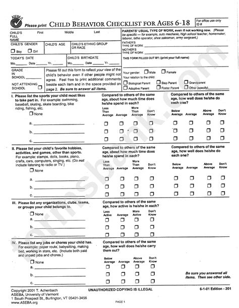 Image result for Child Behavior Checklist