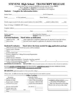 Image result for High School Transcript Request Form
