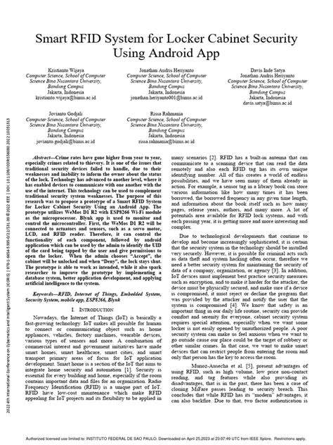 Smart RFID System For Locker Cabinet Security Using Android App | PDF ...