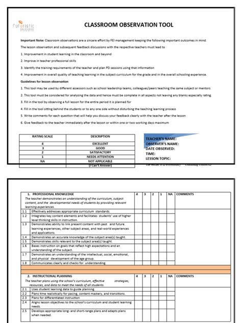 Image result for Lesson Observation Analysis Template
