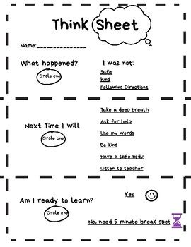 Image result for Think Sheet Behavior Management