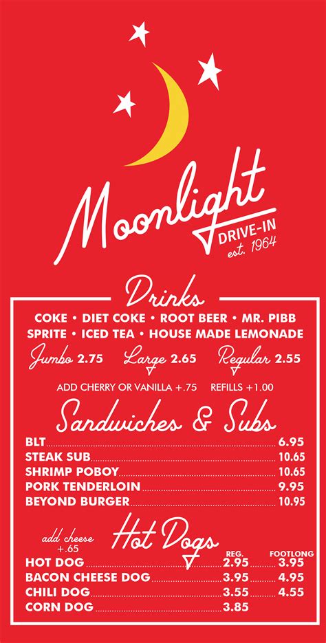Image result for Moonlight Menu