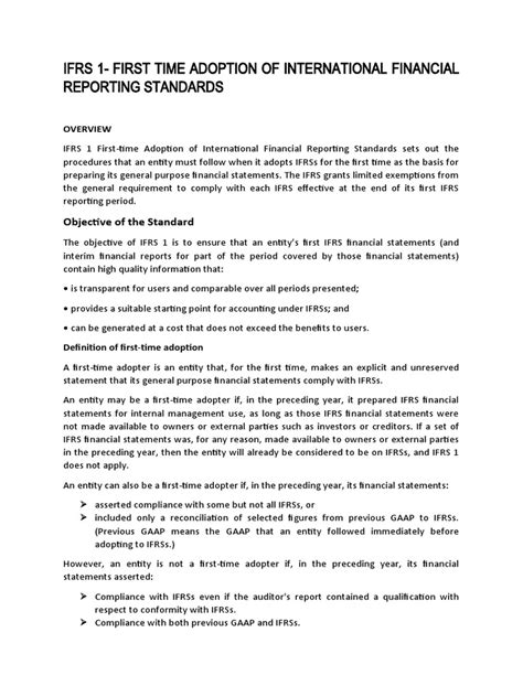 Image result for IFRS 1 Explained