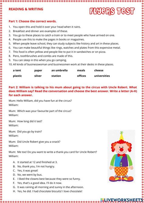 Image result for Flyers Writing Test Sample