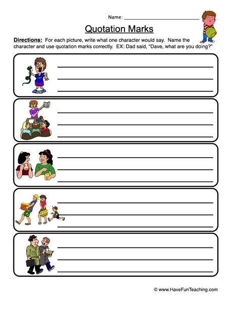 Image result for Quotation Marks Worksheet Free