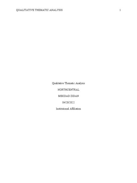 Qualitative Thematic Analysis | PDF | Qualitative Research | Data