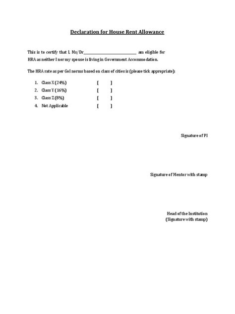 Image result for HRA Declaration Form