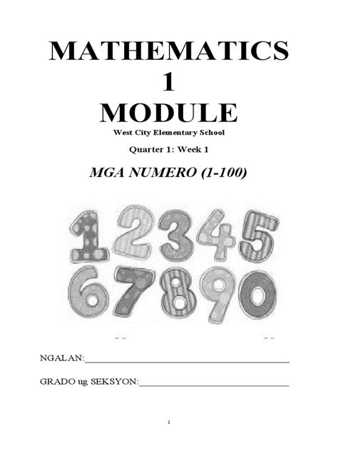 Image result for Grade 1 Math 1 Module 1 Week 1