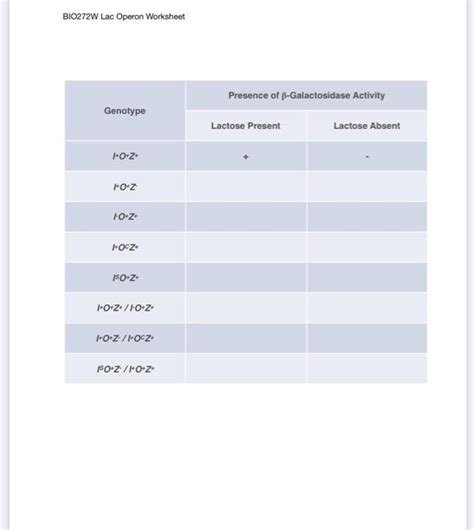 Image result for Lac Operon Worksheet