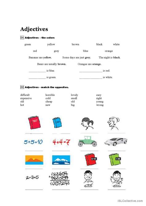 Image result for Color Adjectives Worksheet