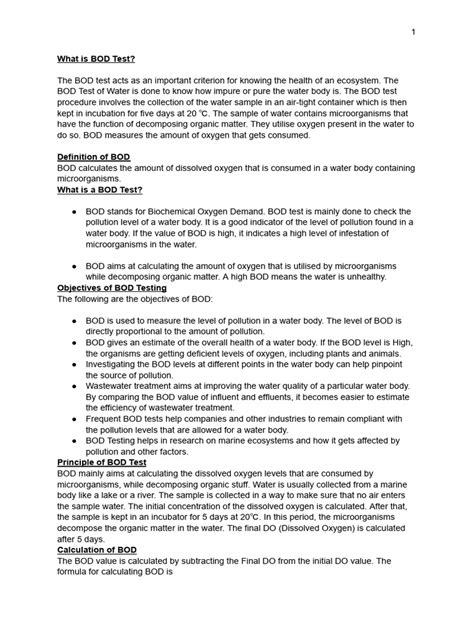 Image result for Bod Test Procedure