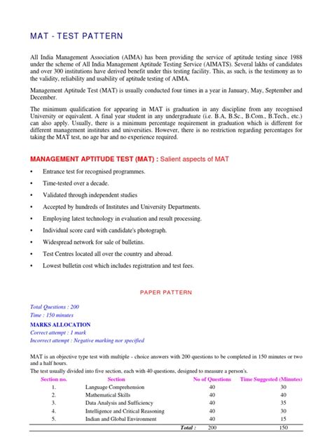 Image result for Mat Exam Pattern