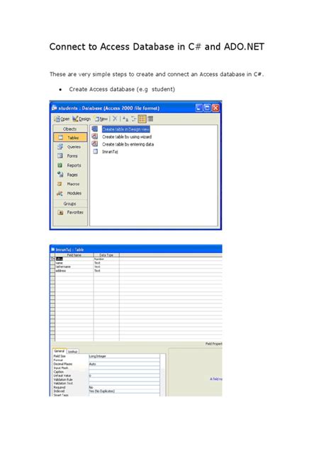 Image result for C# Access Database Tutorial