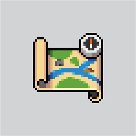 Pixel art illustration Map. Pixelated Map. Treasure Map pixelated for ...