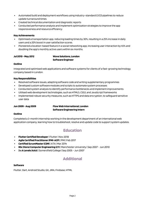 Image result for Flutter Developer CV