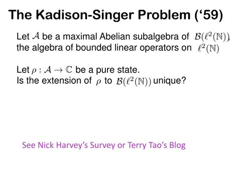 Image result for Kadison-Singer Problem
