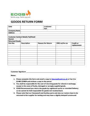 Image result for Return Form Example