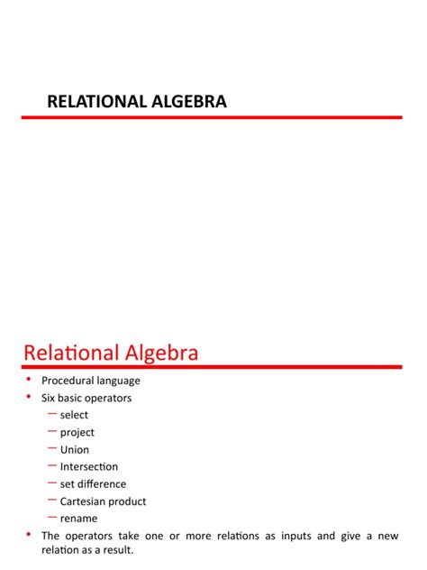 Image result for Relational Algebra in Database PDF