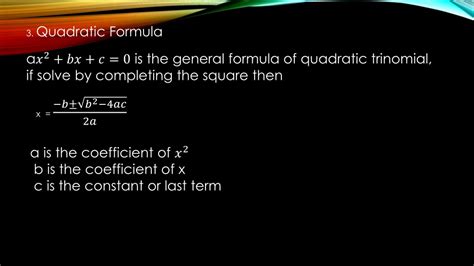 Image result for General Quadratic Trinomial Examples