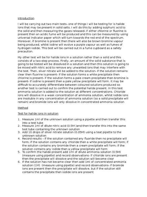 Image result for Halide Ions Practical