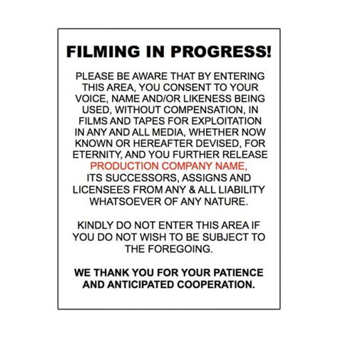 Image result for Filming Sign
